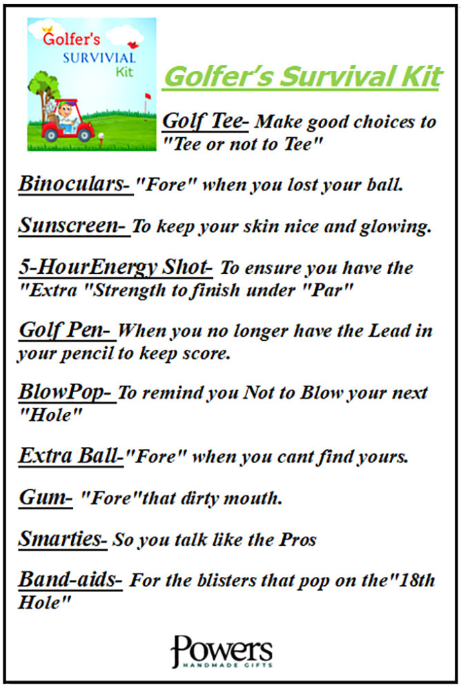 Golfer's Funny Survival Kit | Powers Handmade Gifts
