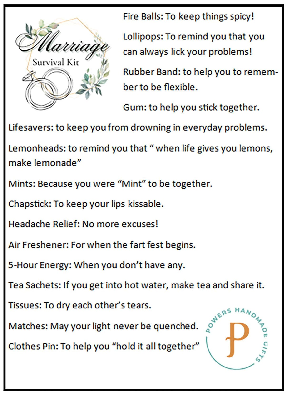 Marriage Survival Kits | Funny Wedding Gift for the Mr. and Mrs ...