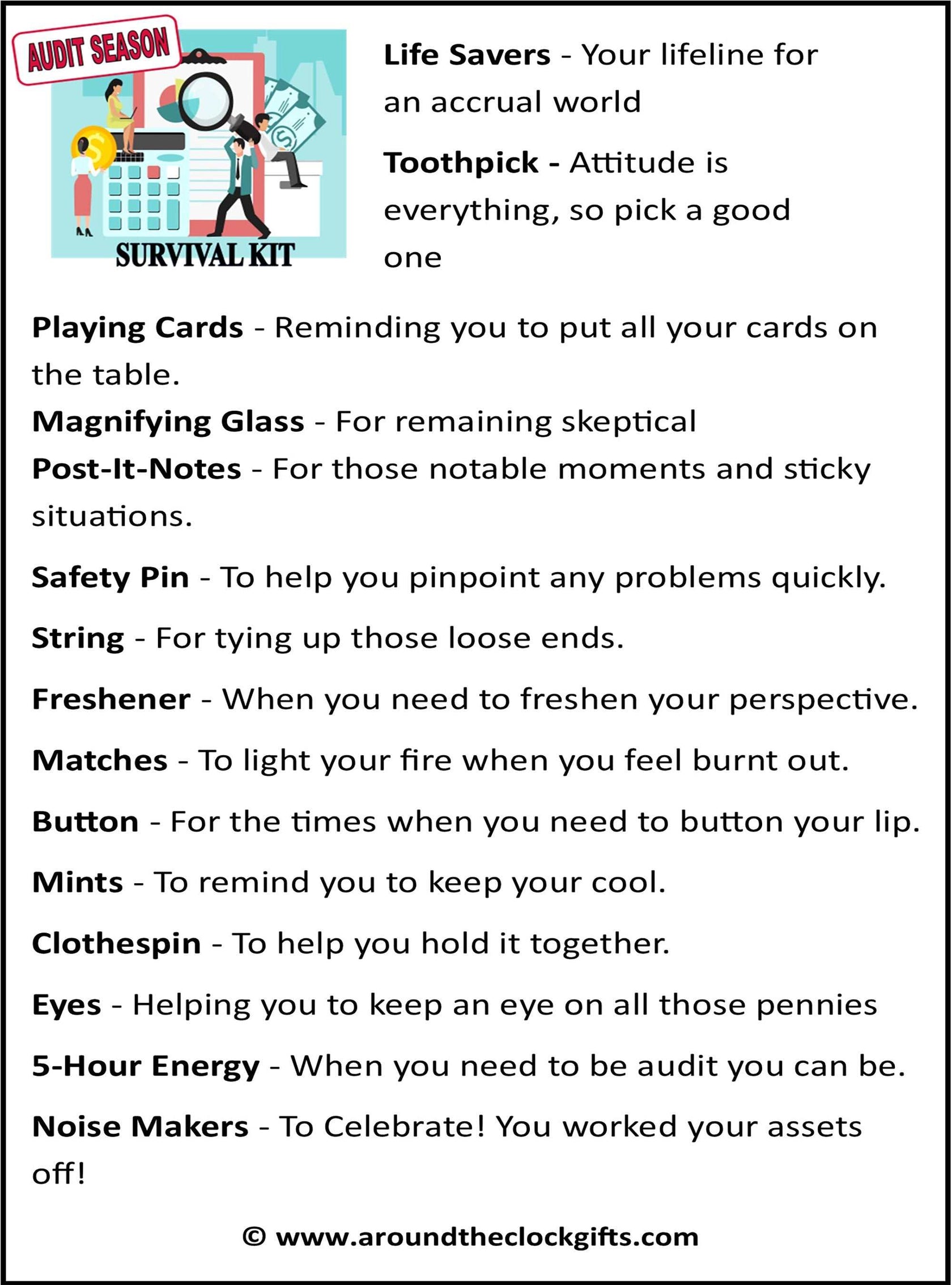 Audit Season Survival Kit | Funny & Unique Gift for Tax Workers ...